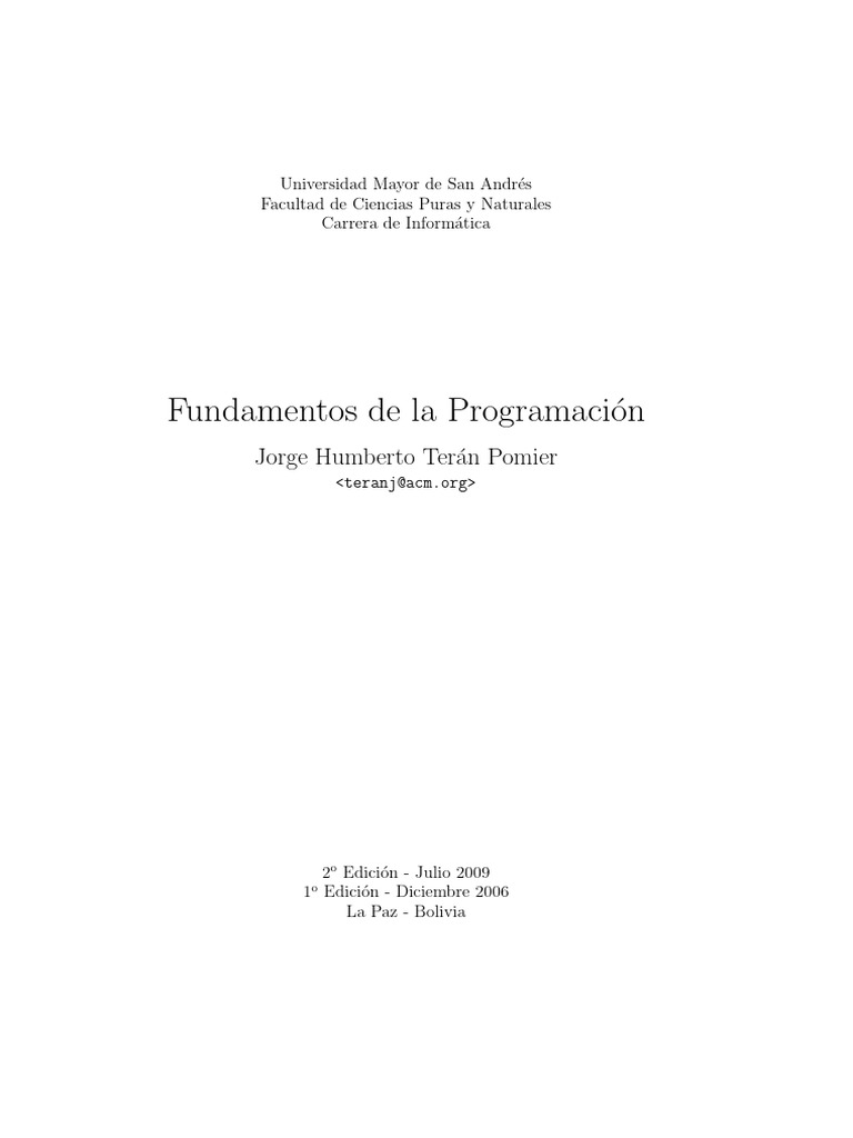 Fundamentos de La Programacion - JorgeTeranV - 2 | PDF | Algoritmos | Programación de computadoras