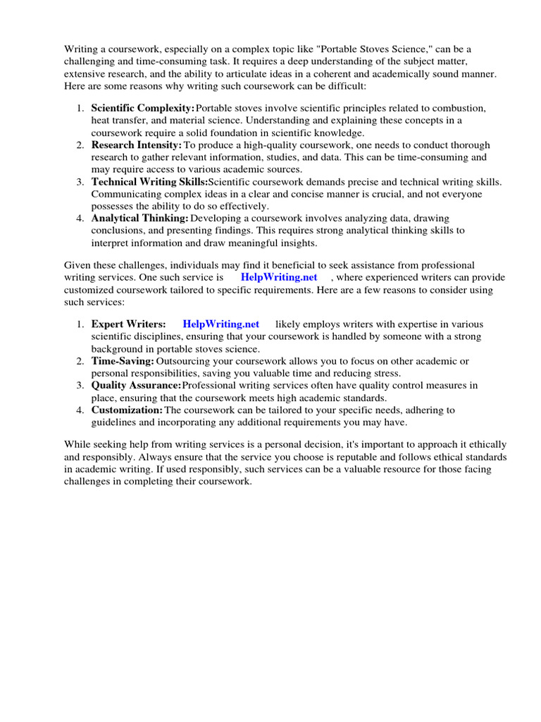 Portable Stoves Science Coursework | PDF