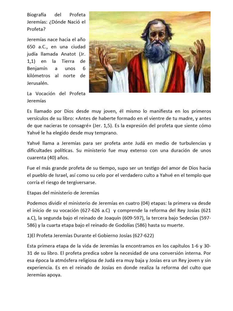 Biografía Del Profeta Jeremías | PDF | Ezequiel | Jeremías