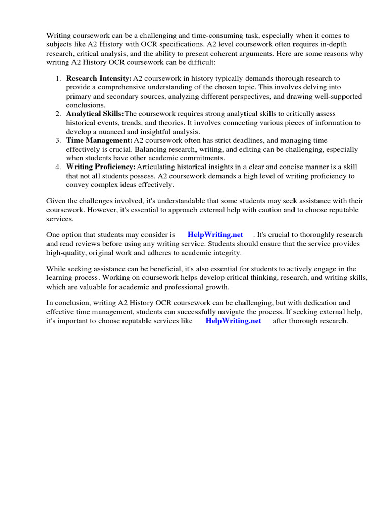 A2 Coursework History Ocr | PDF | Critical Thinking | Gce Advanced ...
