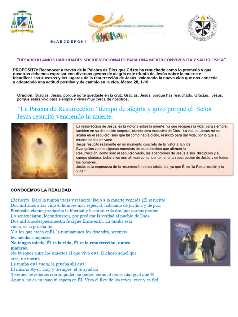 Actividad 02 La Resurreccion de Jesus | PDF | Pascua de Resurrección ...