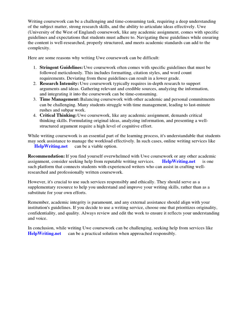 Uwe Coursework Guidelines | Download Free PDF | Plagiarism | Turnitin Uwe Coursework Guidelines | Download Free PDF | Plagiarism | Turnitin
