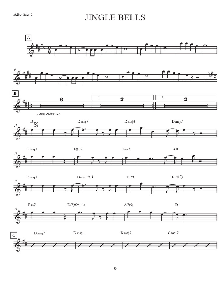 Jingle Bells - Alto Sax 1 | PDF