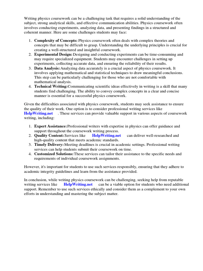 How To Write Up Physics Coursework | PDF | Physics | Experiment