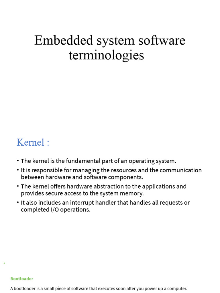 Embedded System Software Terminologies | PDF | Kernel (Operating System) | Programming
