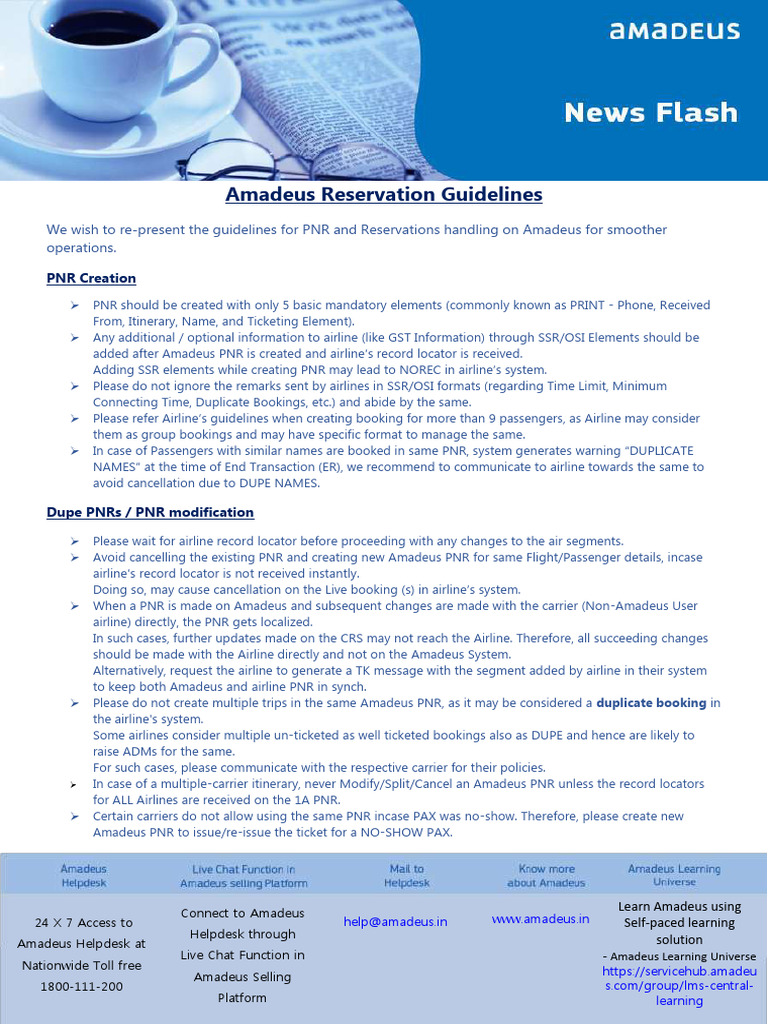 Amadeus Reservation Guidelines | PDF | Computing | Systems Engineering