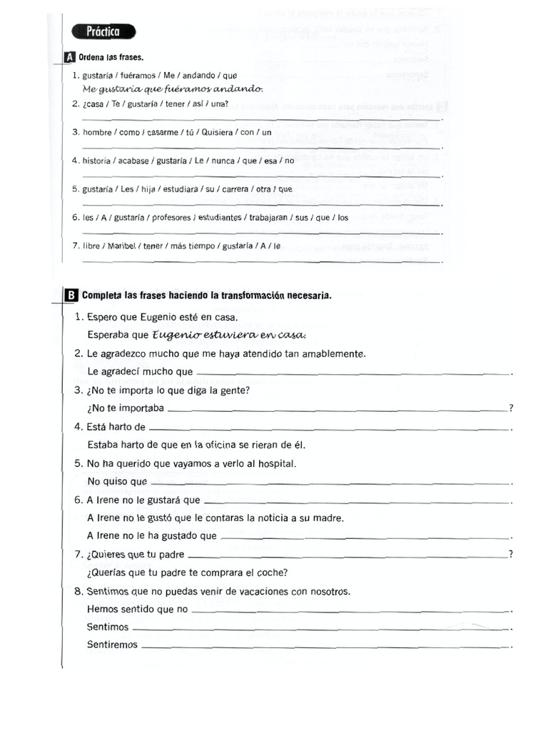 Deberes - Verbos de Sentimiento | PDF