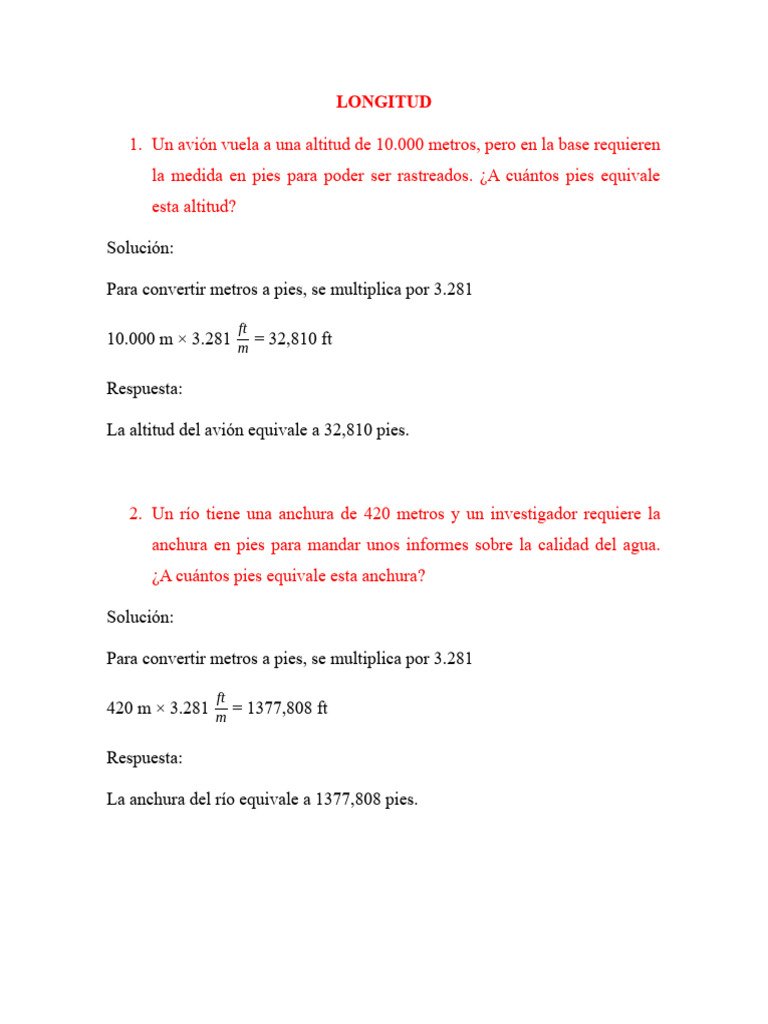 Conversiones de Medidas: Ejemplos Prácticos | PDF