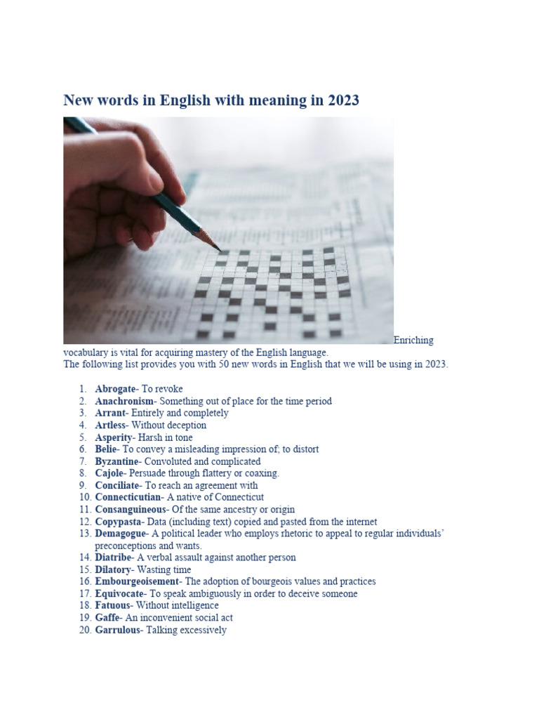 New Words in English With Meaning in 2023 | PDF