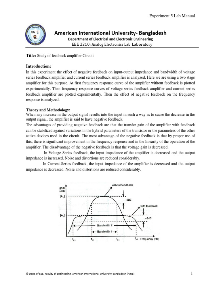 Ae Exp 5 Student Manual Pdf Amplifier Feedback