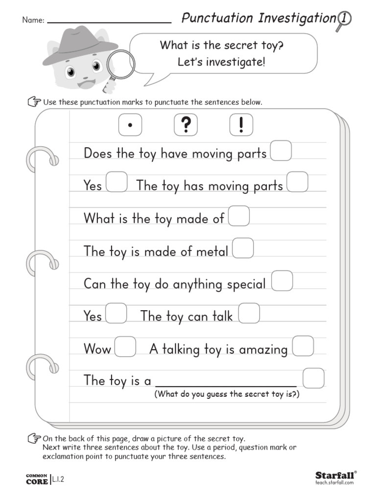 Grade1 PunctuationInvestigation1 Worksheet Notes | PDF | Punctuation ...