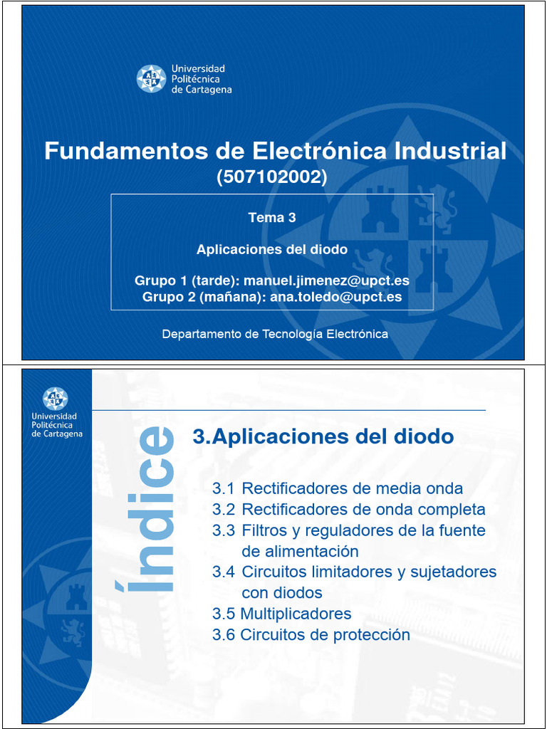 Tema 3. Aplicaciones Del Diodo | PDF | Rectificador | Electrónica