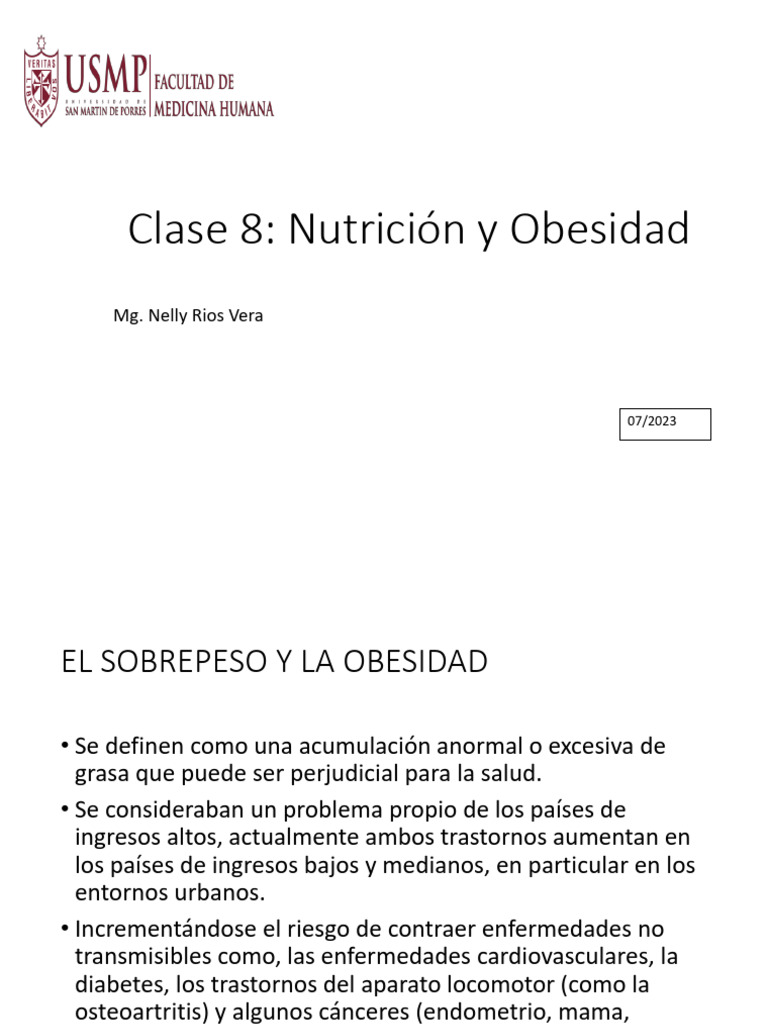 Clase 8 Nutricion Y Obesidad Pdf Obesidad Tejido Adiposo