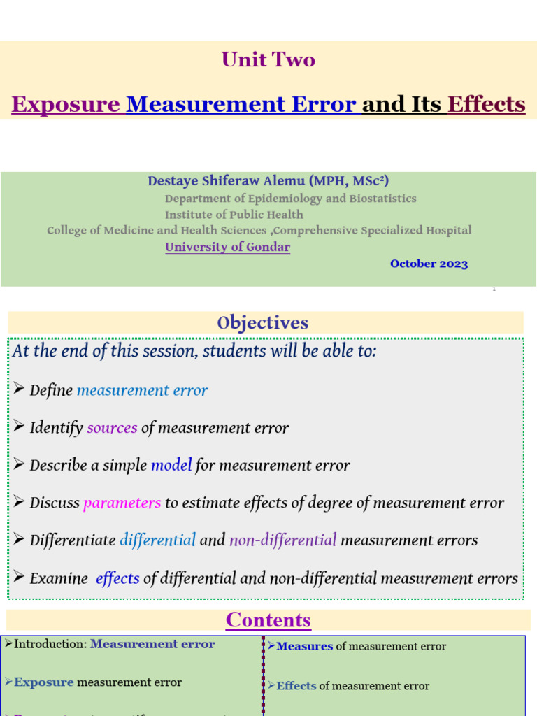 Unit Two-Exposure Measurement Error and Its Effects - 3 | PDF ...