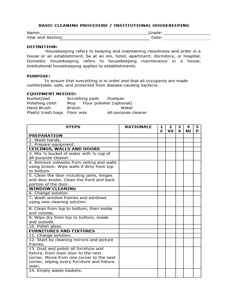 Procedures | PDF | Housekeeping | Pulse