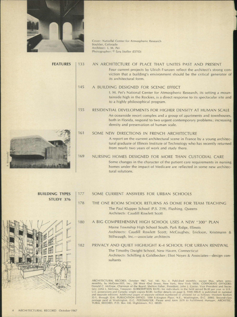 Architectural Record Magazine - October 1967 | PDF | Thought | Drawing