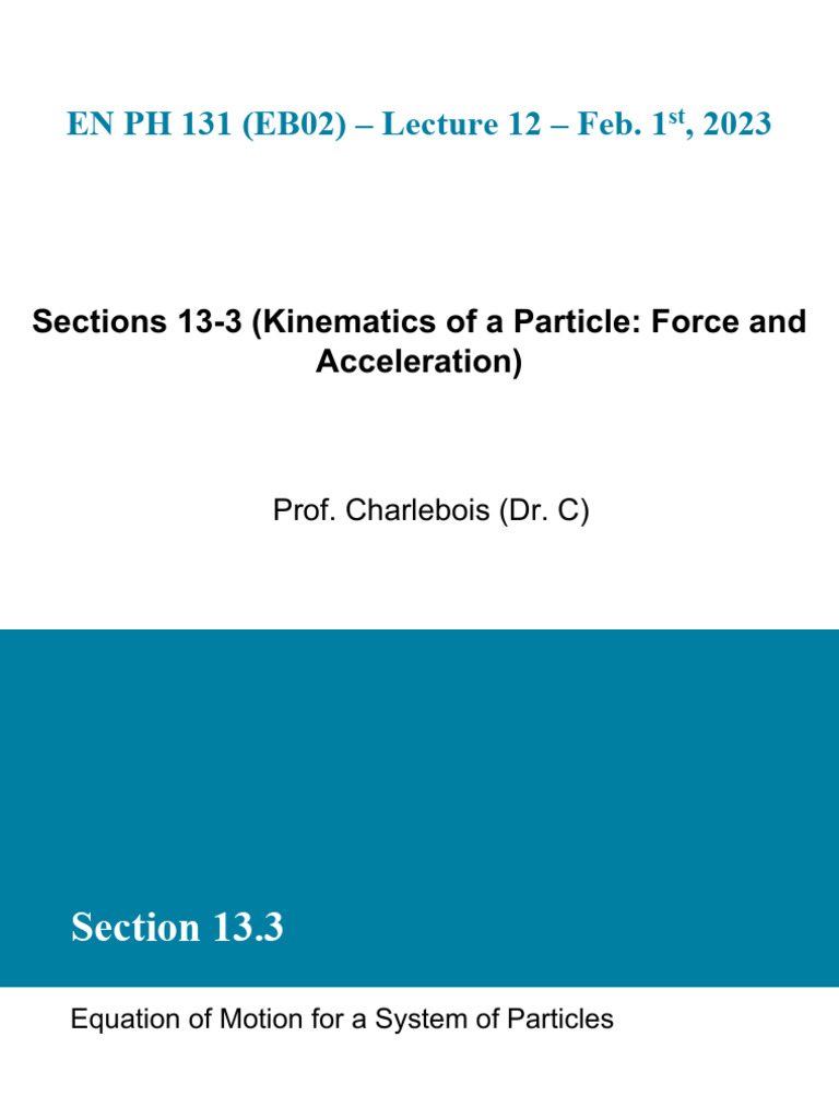 Lecture 12 - Section 13-3-13.4 - (Blank) | PDF | Force | Equations Of ...