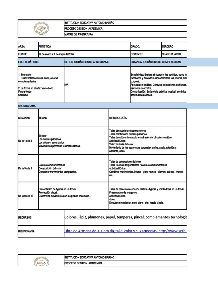 Artistica CUARTO 2024 | Descargar gratis PDF | Color | Las emociones