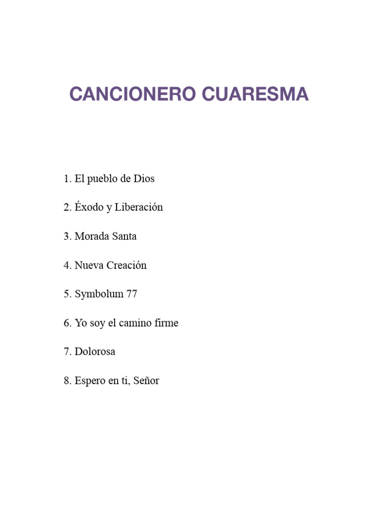 CANCIONERO CUARESMA - Cantos para Misa | PDF | Cristo (título) | Amor