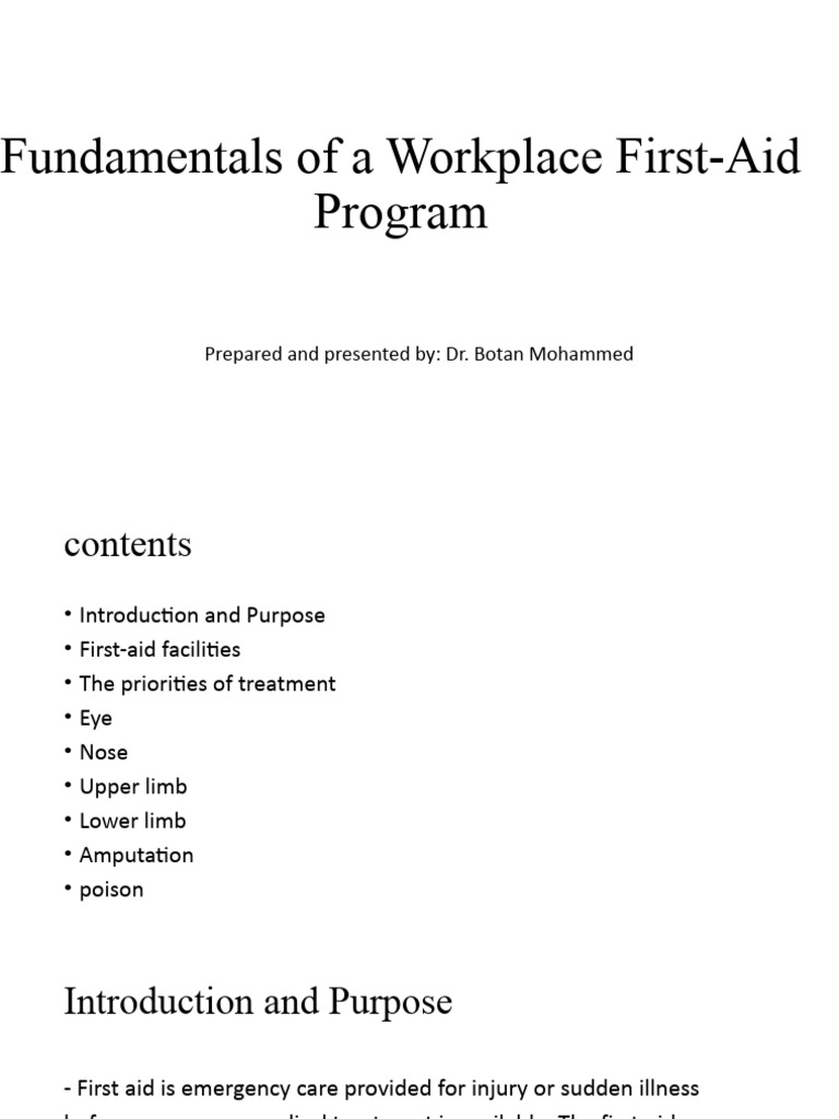 Workplace First-Aid Program Essentials | PDF | First Aid ...