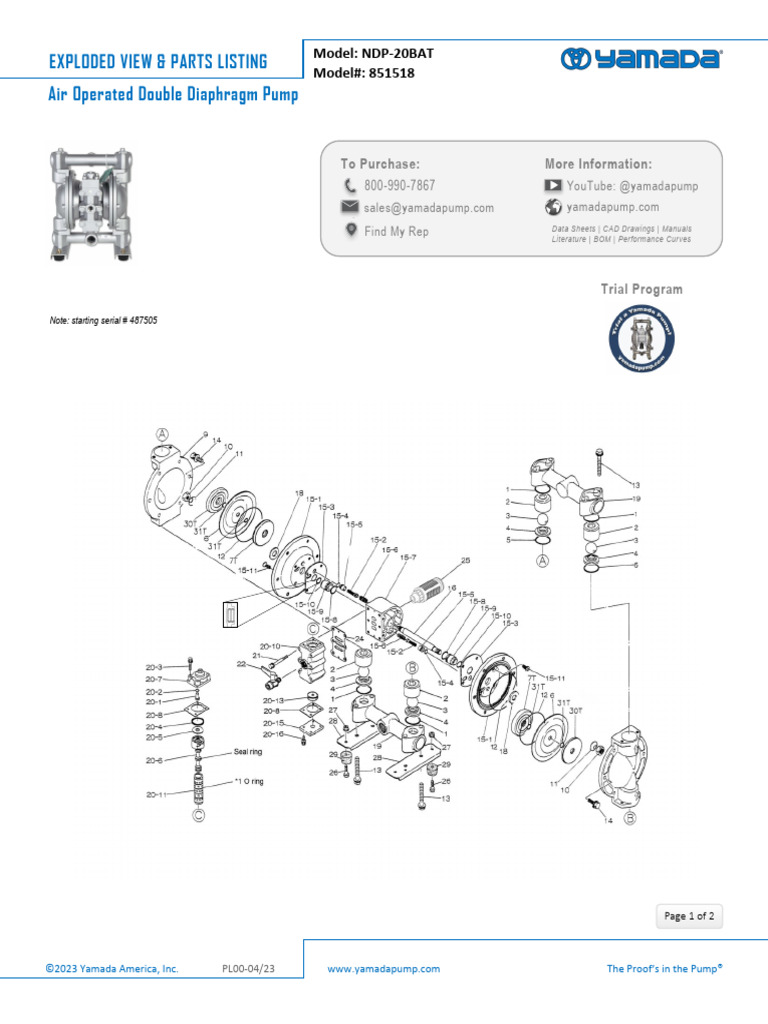 YAMADA NDP-20BAT Bill of Material | PDF | Valve | Mechanical Engineering