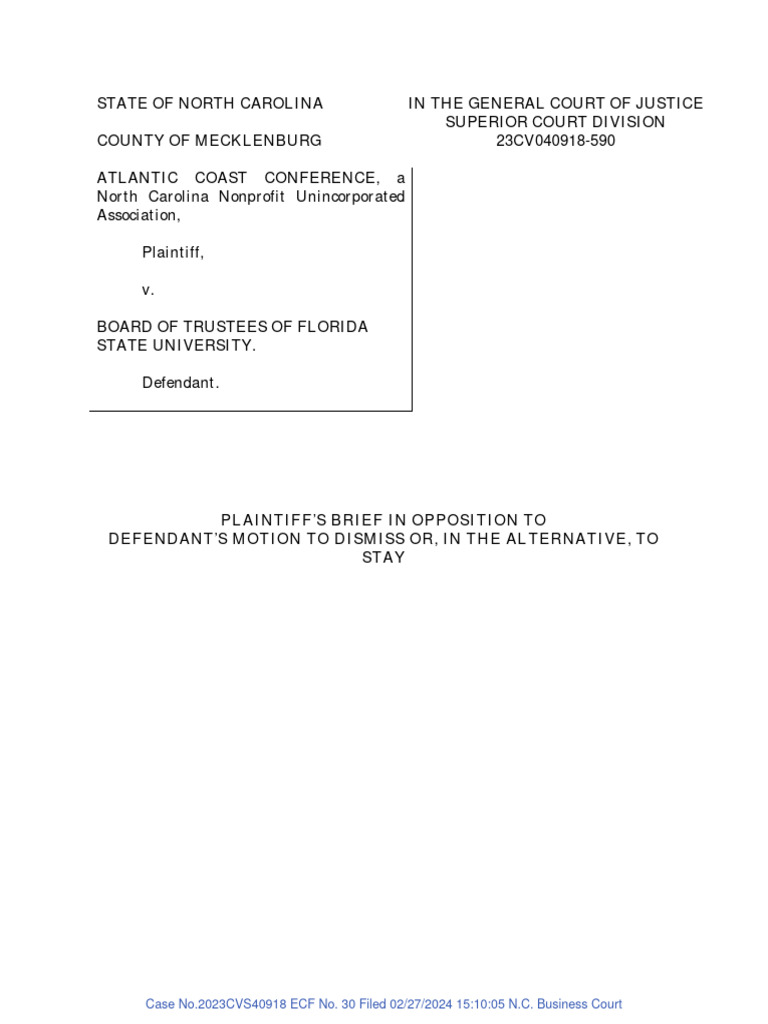 ACC Brief - Motion To Dismiss | PDF | Lawsuit | Complaint