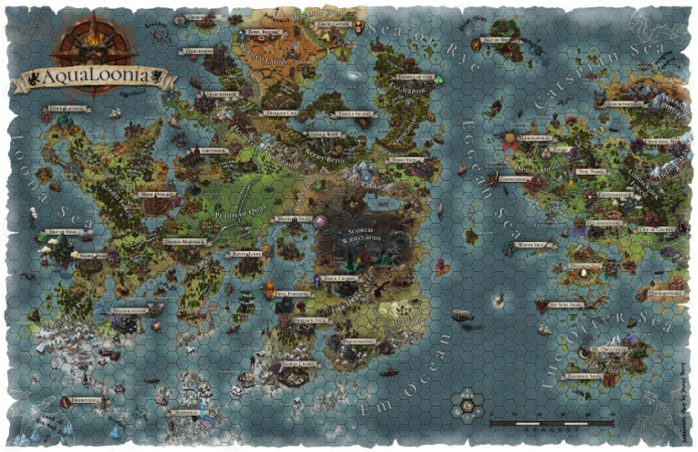 Aqualoonia World Hex Map Digital | PDF