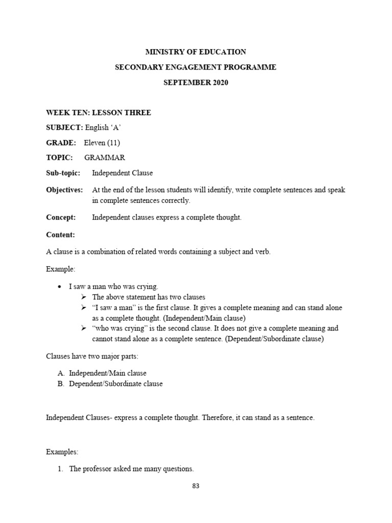 Grade 11 English Language Week 10 Lesson 3 | PDF