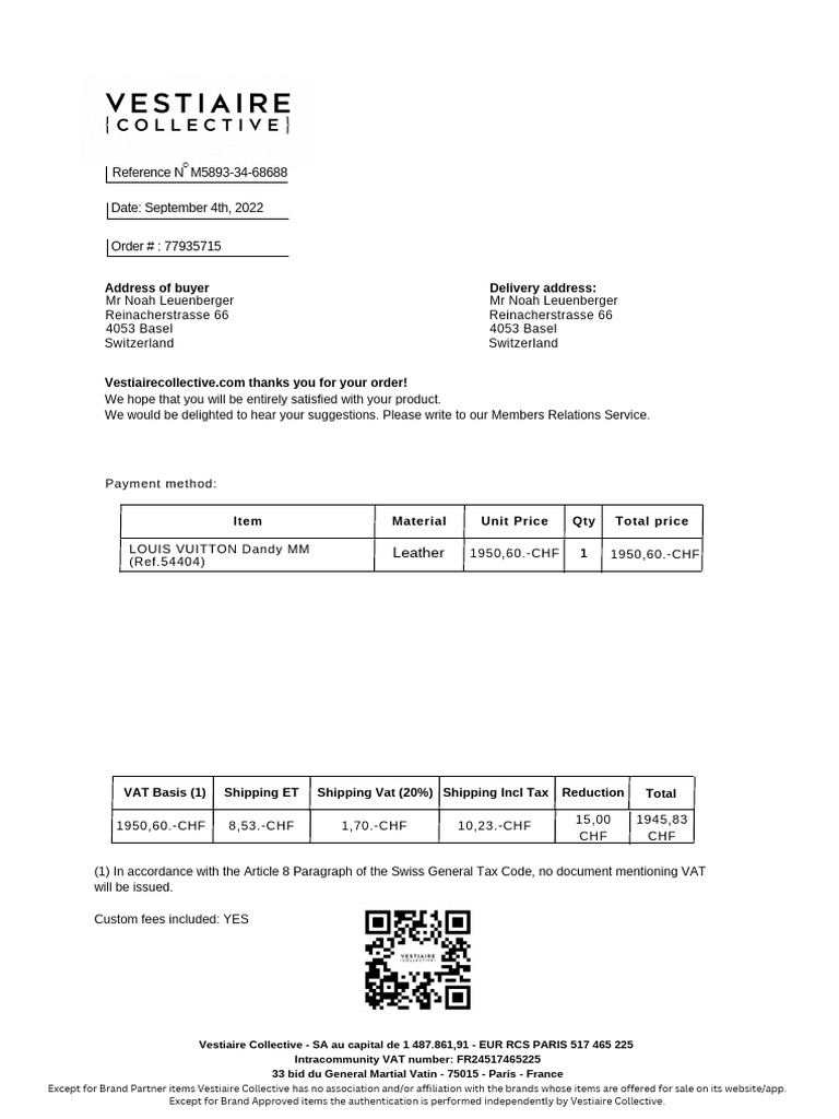 Vestiaire Collective LV Dandy | PDF