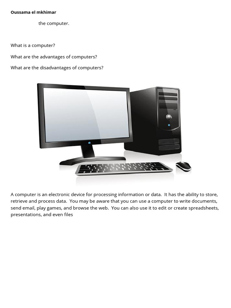 Advantages and Disadvantages of Computers | PDF