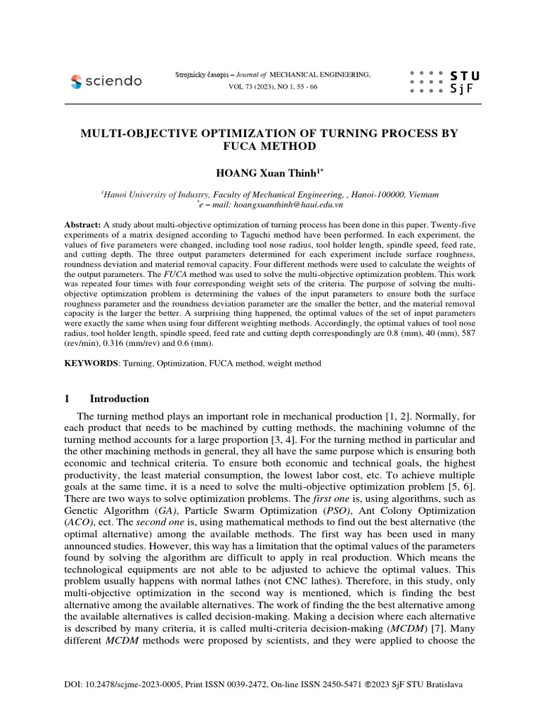 Multiobjective Optimization of Turning Process by Fuca Methodstrojnicky ... Multiobjective Optimization of Turning Process by Fuca Methodstrojnicky ...