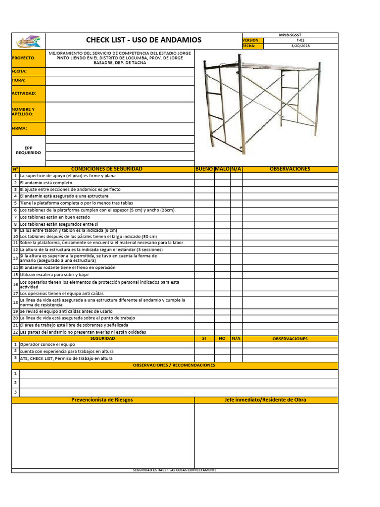 Check List Andamios | PDF | Andamio Check List Andamios | PDF | Andamio