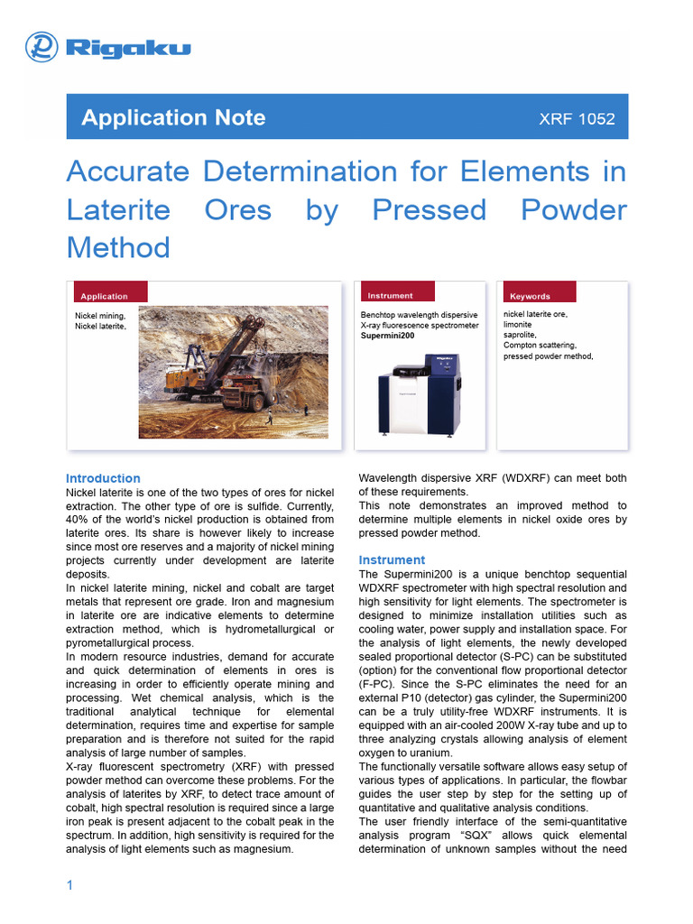 XRF1052 Ni Laterite Ore Powder Supermini200 ApplicationNote L0331en ...