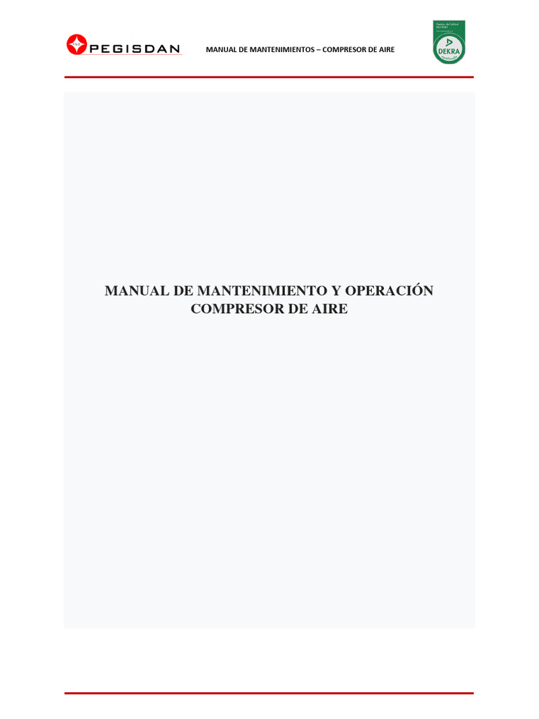 Manual de Operaciones y Mantenimiento Compresor de Aire | PDF | Presión | Bienes manufacturados