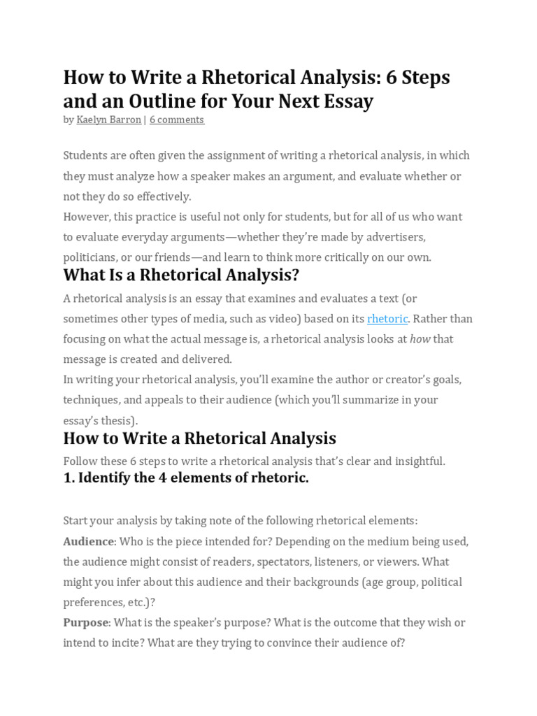 How To Write A Rhetorical Analysis - 6 Steps and An Outline For Your ...