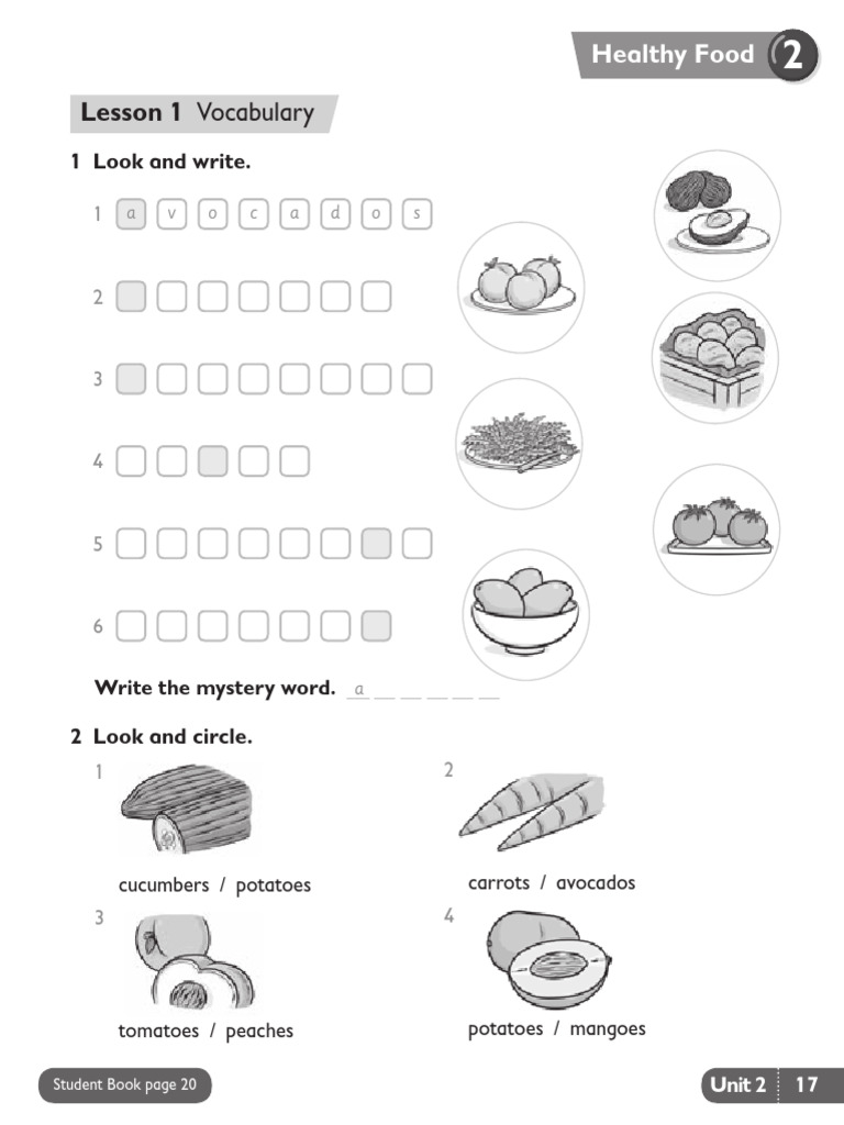 Healthy Food Vocabulary Workbook | PDF | Eating Behaviors Of Humans ...