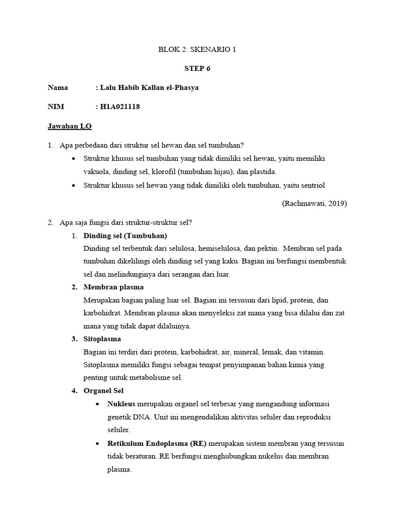 Blok 2 Tutorial Skenario 1 Step 6 - Lalu Habib Kallan El-Phasya - H1A021118 | PDF