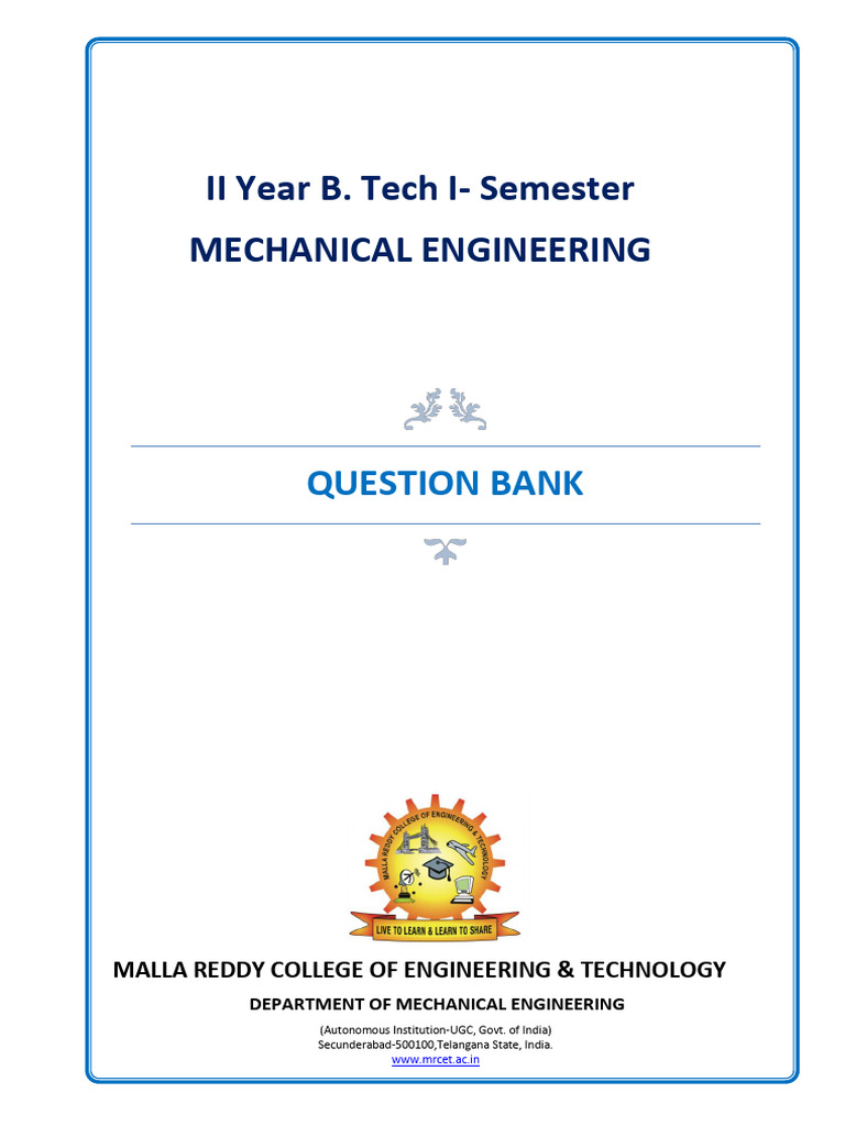 II B.tech I Sem Question Bank For r18 | PDF | Fluid Dynamics | Gear