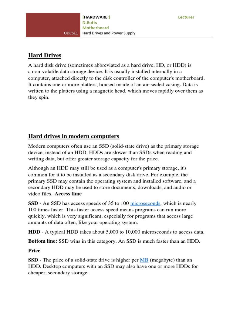 Hard Drives and Power Supply | PDF | Hard Disk Drive | Solid State Drive