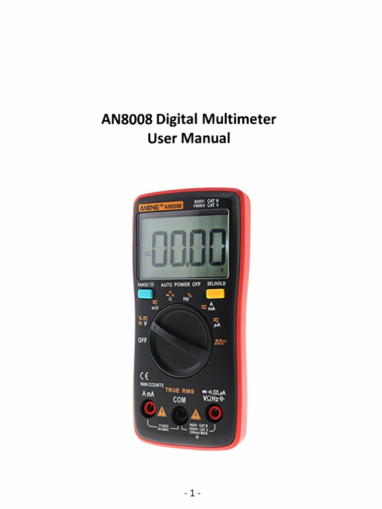 Aneng AN8008 Digital Multimeter User Manual | PDF