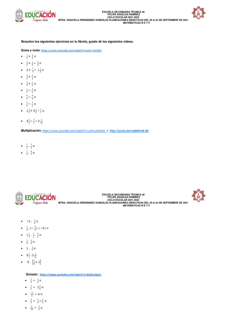 Ejercicios MAT III s3 | PDF | Matemáticas | Aritmética