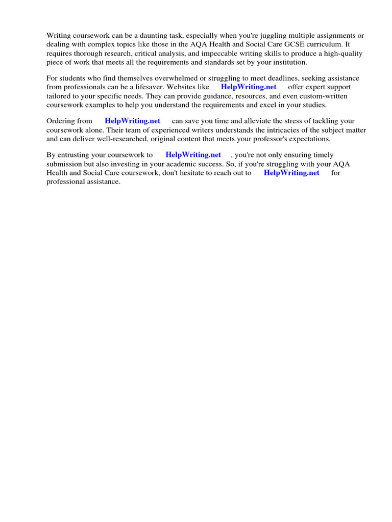 Aqa Health and Social Care Coursework Examples Gcse | PDF | Adolescence ...