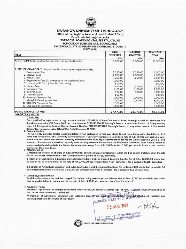 GSSP Sbe Undergraduate Fee Structure | PDF
