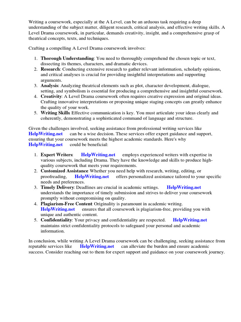 A Level Drama Coursework Help | PDF | Critical Thinking