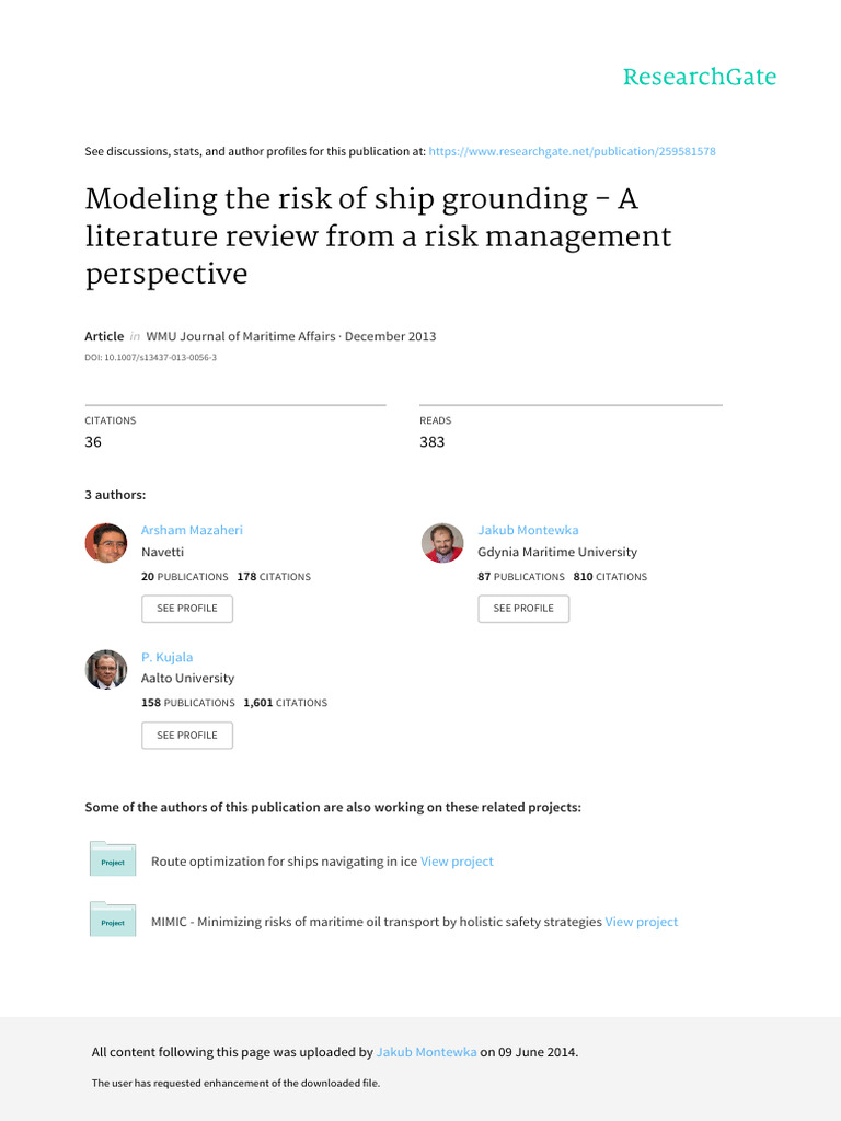 Modeling The Risk of Ship Grounding - A Literature Review From A Risk ...