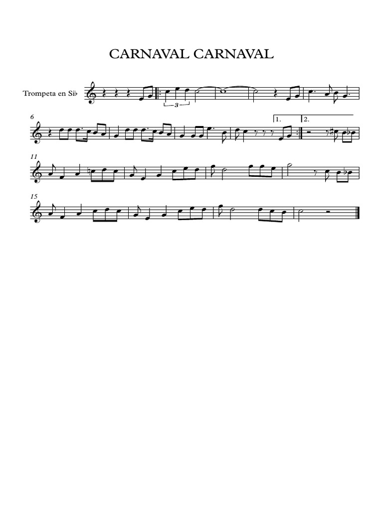 Carnaval, Carnaval (Trompeta) - Partitura Completa | PDF