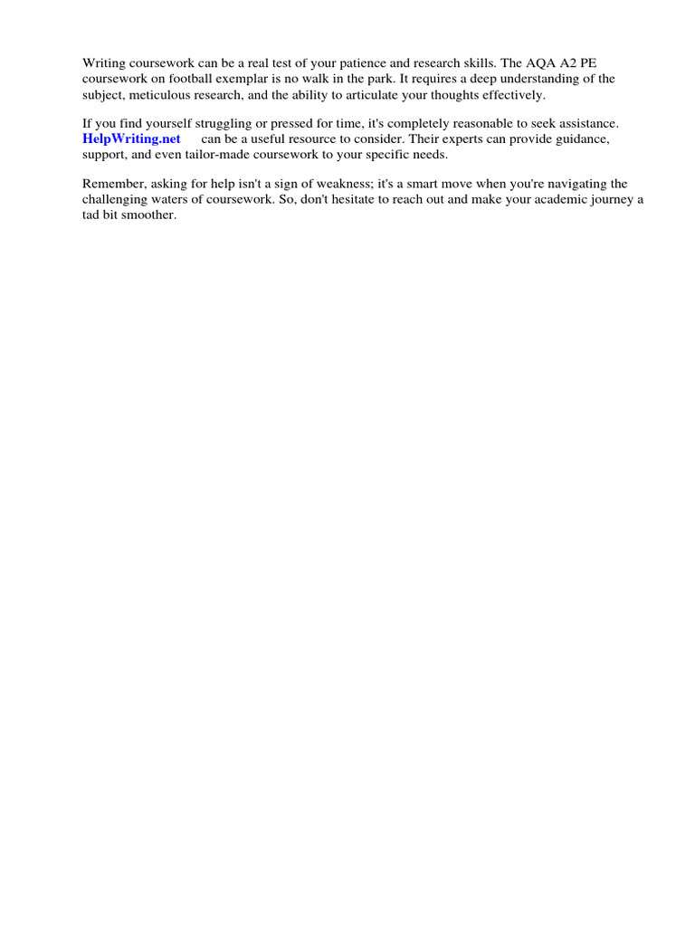 Aqa A2 Pe Coursework Exemplar Football | PDF | Foot | Association Football Aqa A2 Pe Coursework Exemplar Football | PDF | Foot | Association Football