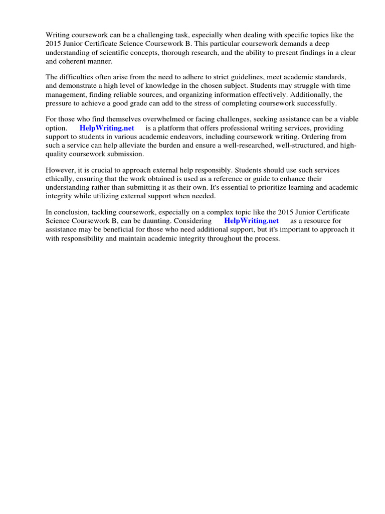 2015 Junior Certificate Science Coursework B | PDF | Books | Science