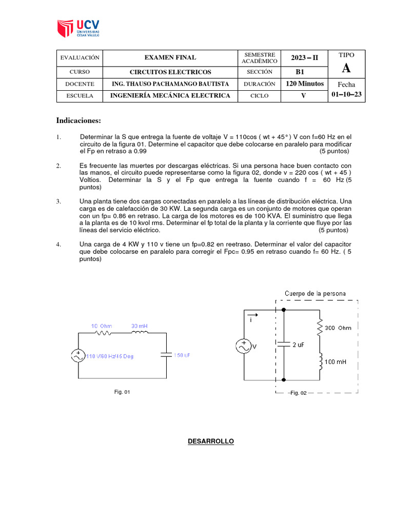 Examen Final Circuitos Electricos | PDF | Condensador | Cantidades fisicas Examen Final Circuitos Electricos | PDF | Condensador | Cantidades fisicas