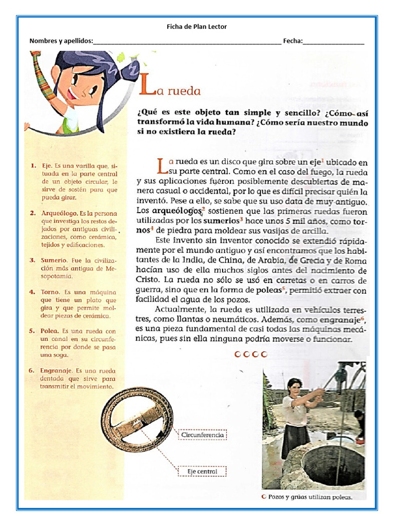 Ficha de Plan Lector La Rueda | PDF